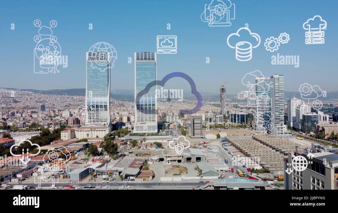 Cloud computing concept. Communication network Stock Photo - Alamy