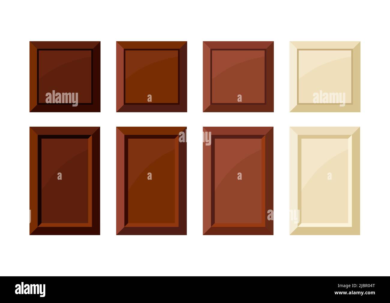 Chocolate bar piece rectangular and square chunk vector icon set Stock ...