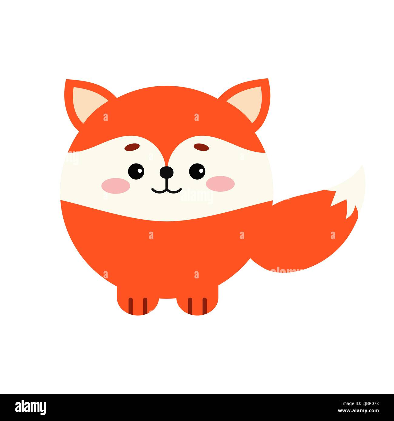 Circle fox forest animal face with paws and tail icon isolated on white ...