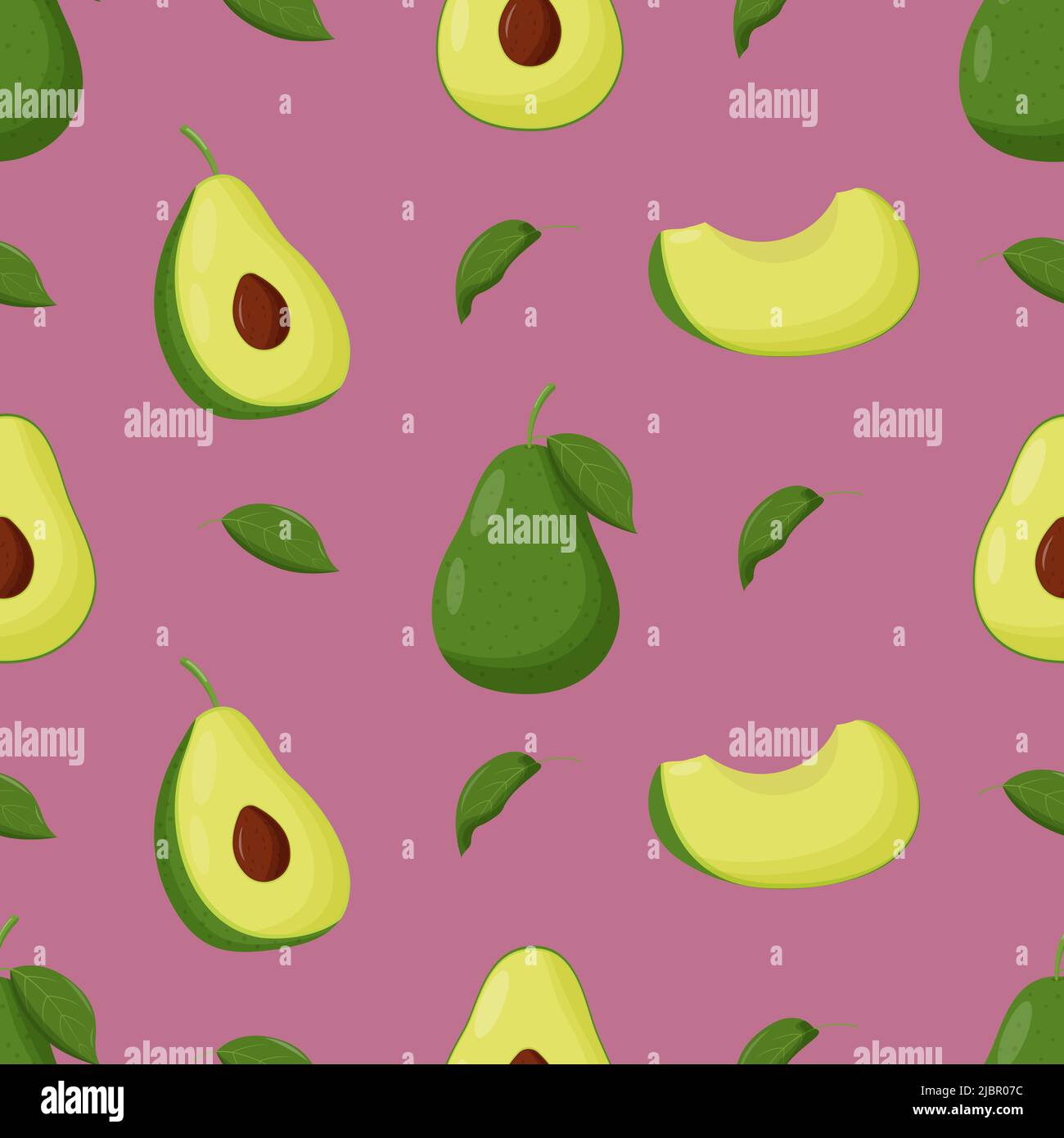Cute avocado seamless pattern. Flat vector illustration Stock Vector ...