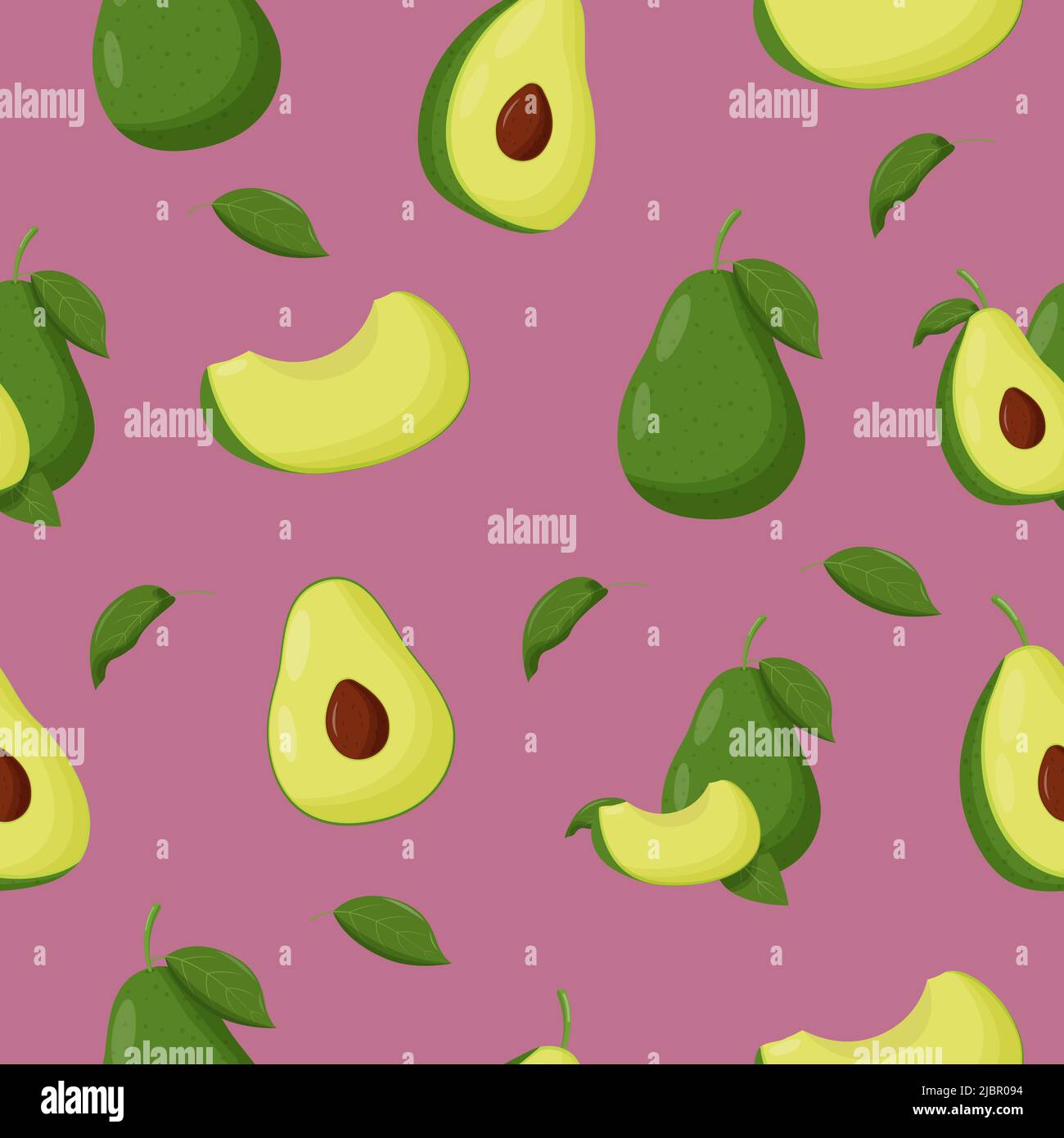 Cute avocado seamless pattern. Flat vector illustration Stock Vector ...