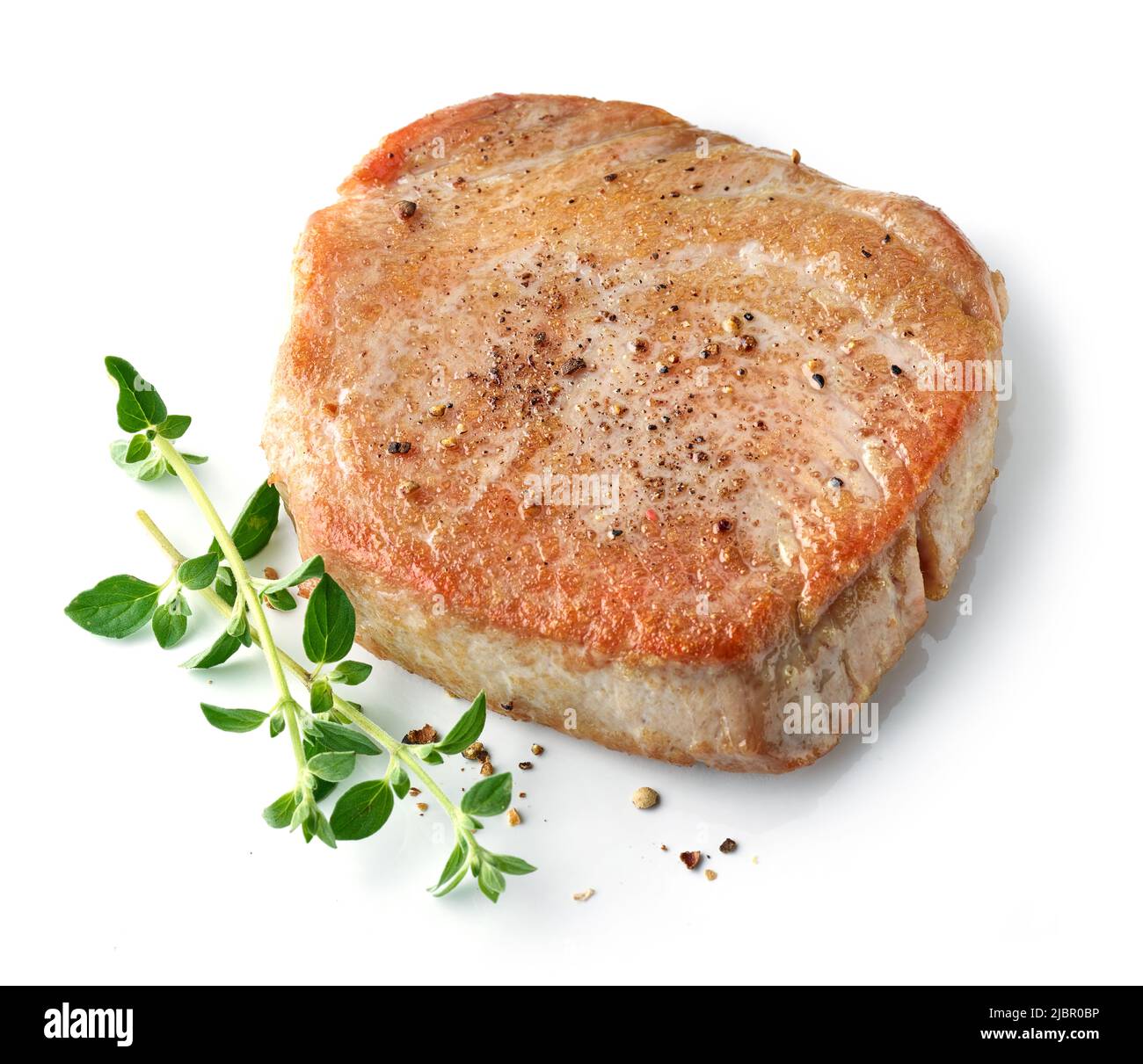 freshly roasted tuna fish steak isolated on white background, top view ...