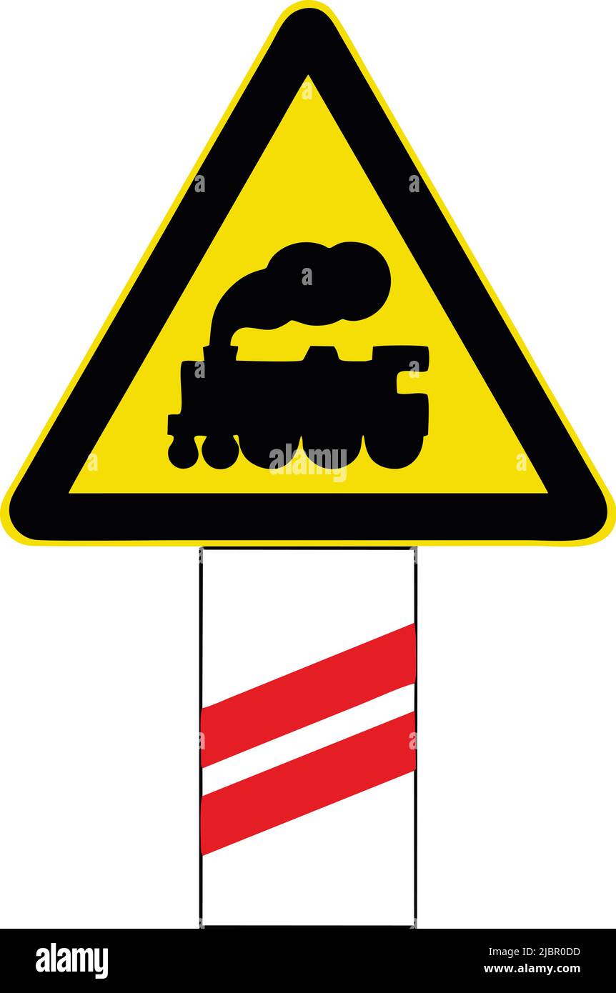 Level crossing ahead (without safety barriers) , Slash symbol 2 ...