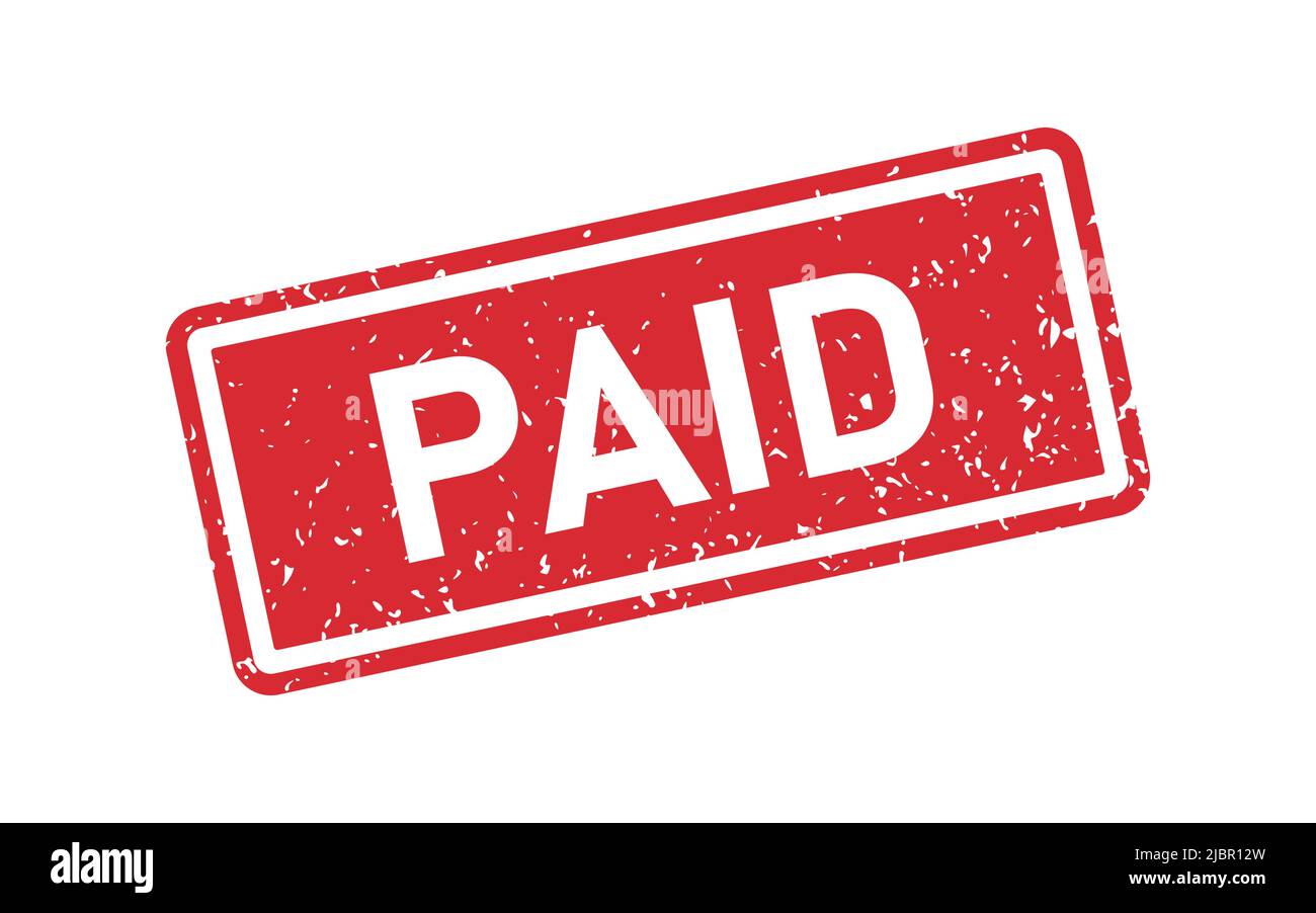 Grunge red Paid word rubber stamp. Paid sign sticker set. Grunge ...
