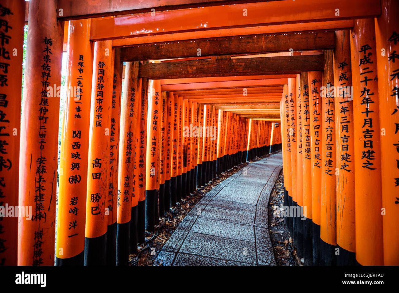 Way from the Thousands of Vermilion Great Torii Gates Stock Photo - Alamy