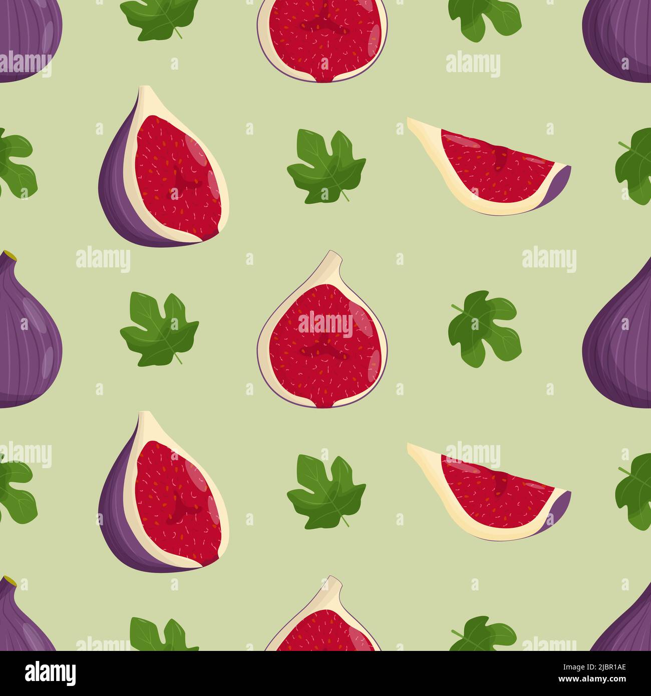 Cute fig seamless pattern. Flat vector illustration Stock Vector Image ...