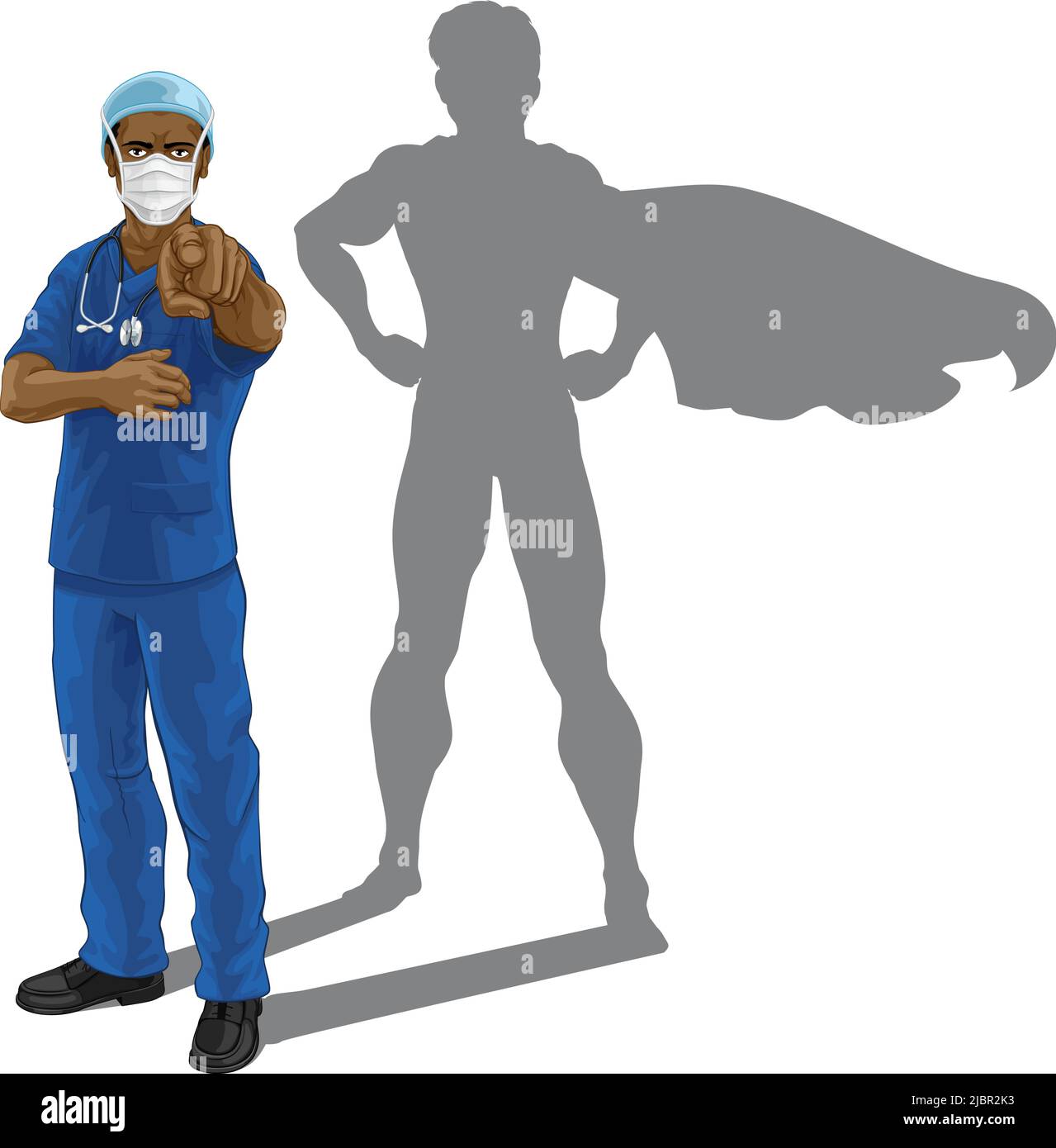 Superhero Nurse Doctor with Super Hero Shadow Stock Vector Image & Art ...