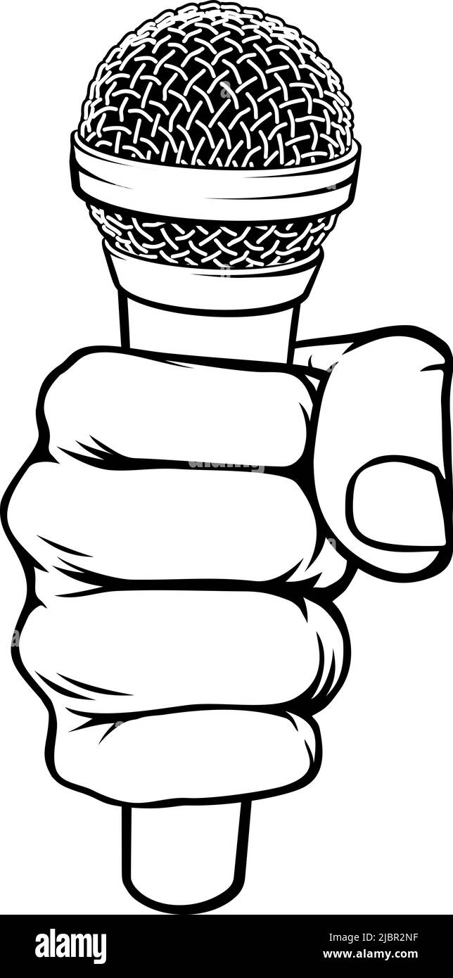 Fist Hand Holding Mic Microphone Cartoon Icon Stock Vector Image & Art ...