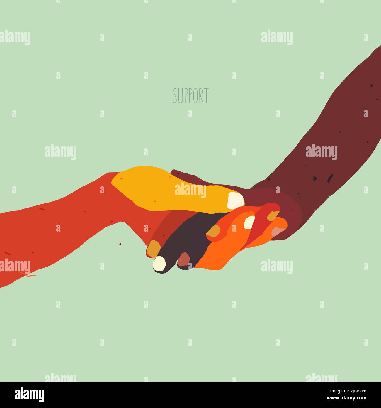 The concept of support and assistance, close-upsupporting hand, flat ...