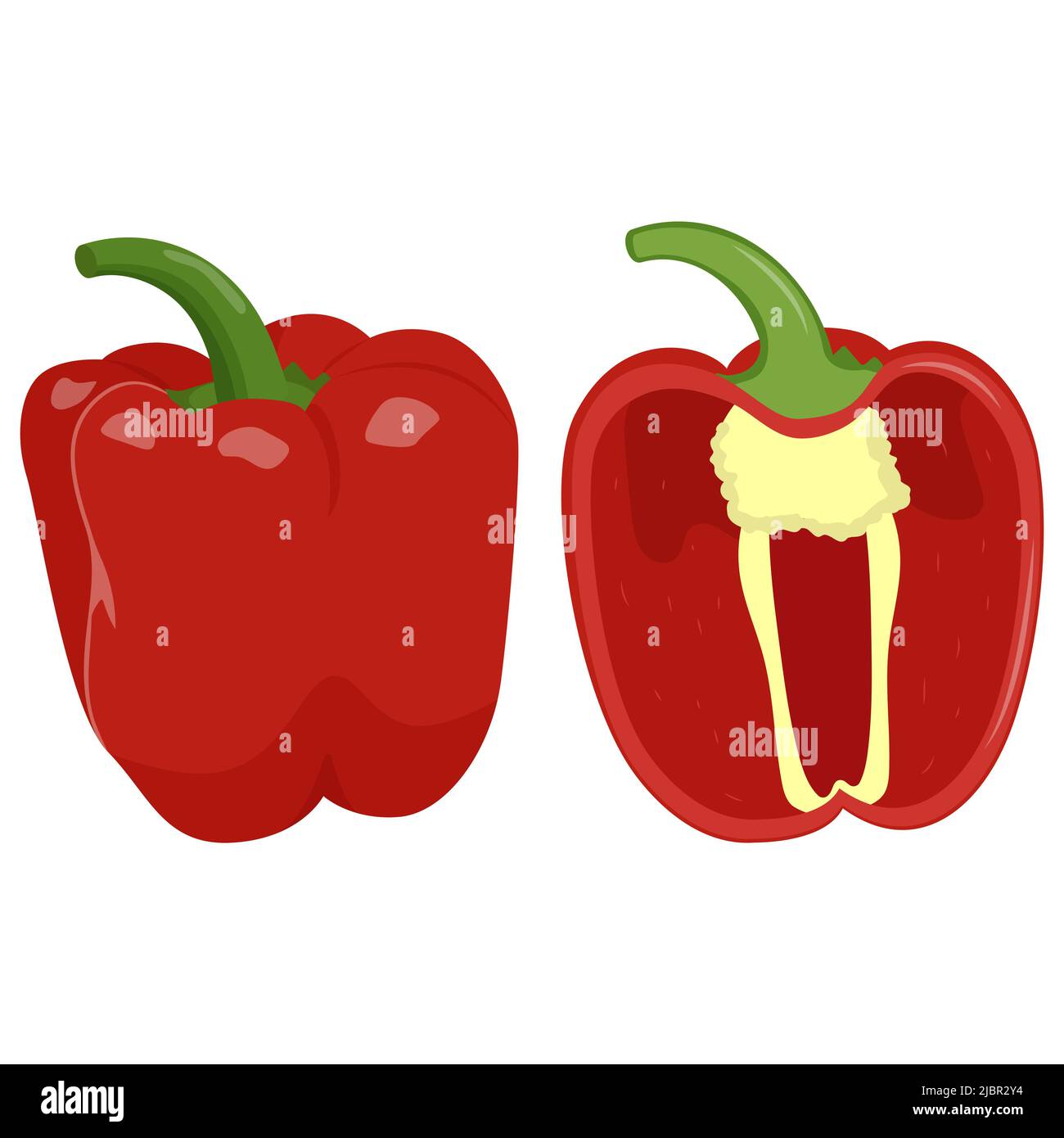 Cute red pepper isolated on white background. Flat vector illustration ...