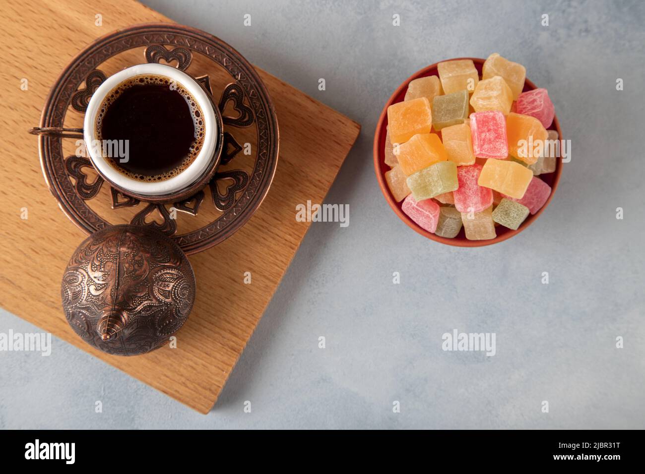 Traditional Turkish delight and Turkish coffee Stock Photo - Alamy