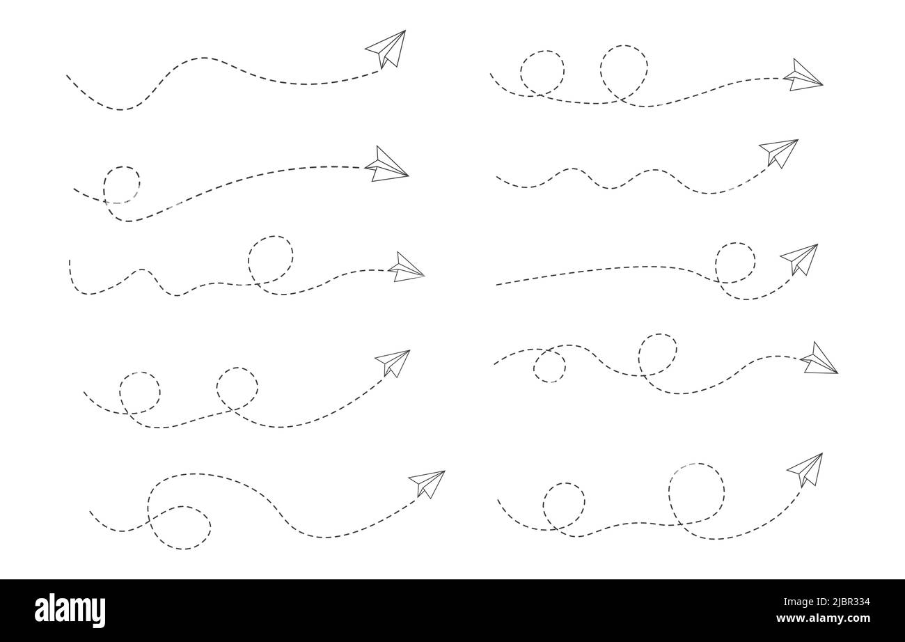 Set of dashed line air plane route Stock Vector Image & Art - Alamy
