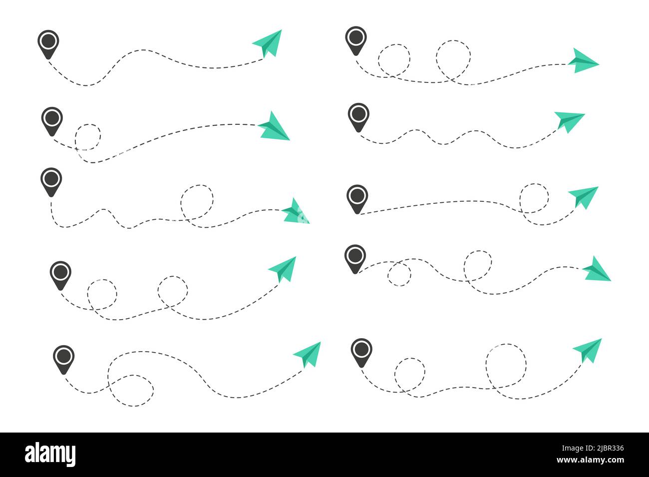 Set of dashed line air plane route Stock Vector Image & Art - Alamy
