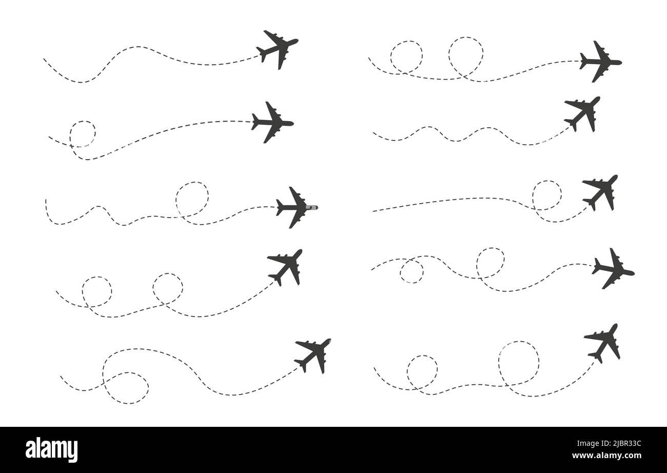Set of dashed line air plane route Stock Vector Image & Art - Alamy