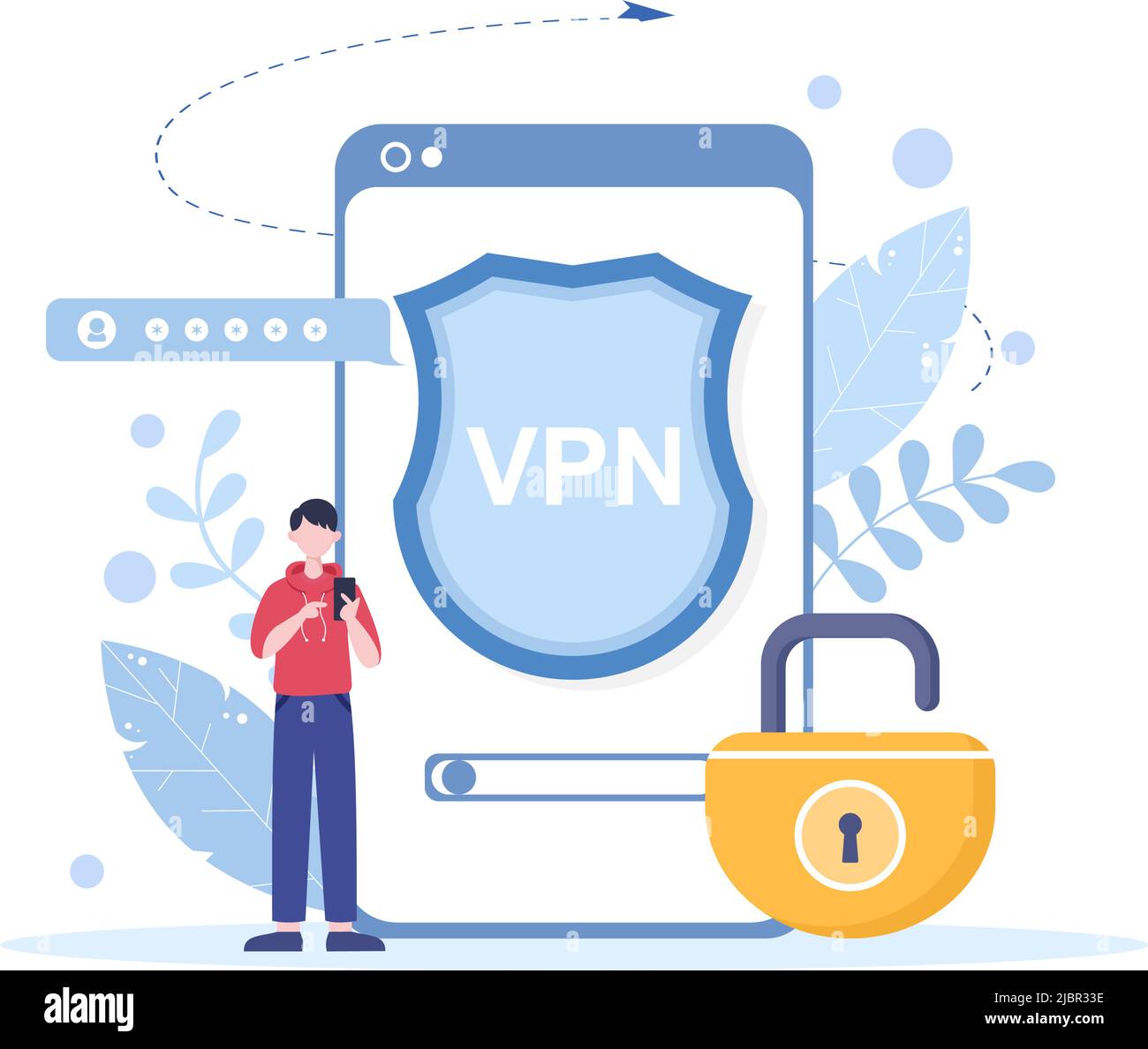 VPN or Virtual Private Network Service Cartoon Vector Illustration to ...