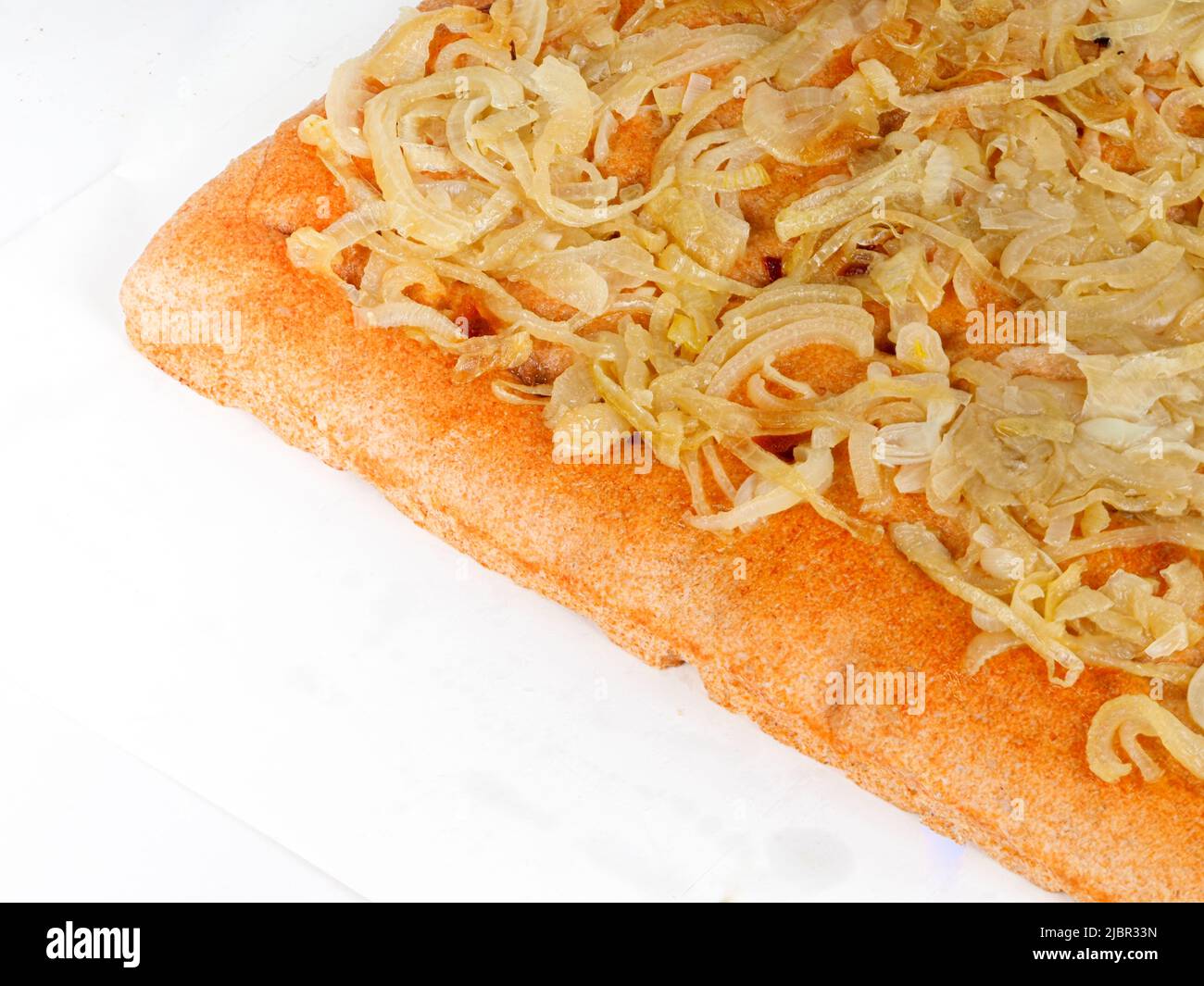 Onion Italian flat bread organic wholewheat focaccia - white background ...