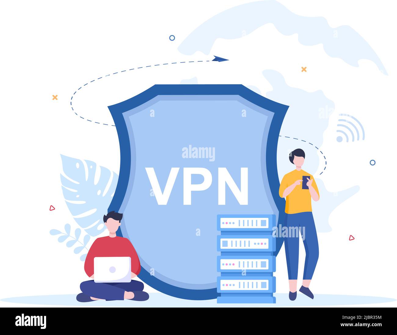 VPN or Virtual Private Network Service Cartoon Vector Illustration to ...