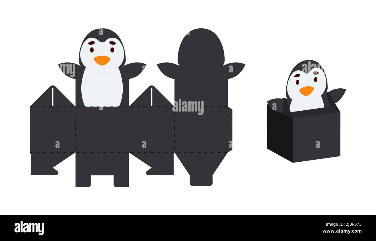 Simple packaging favor box penguin design for sweets, candies, small ...