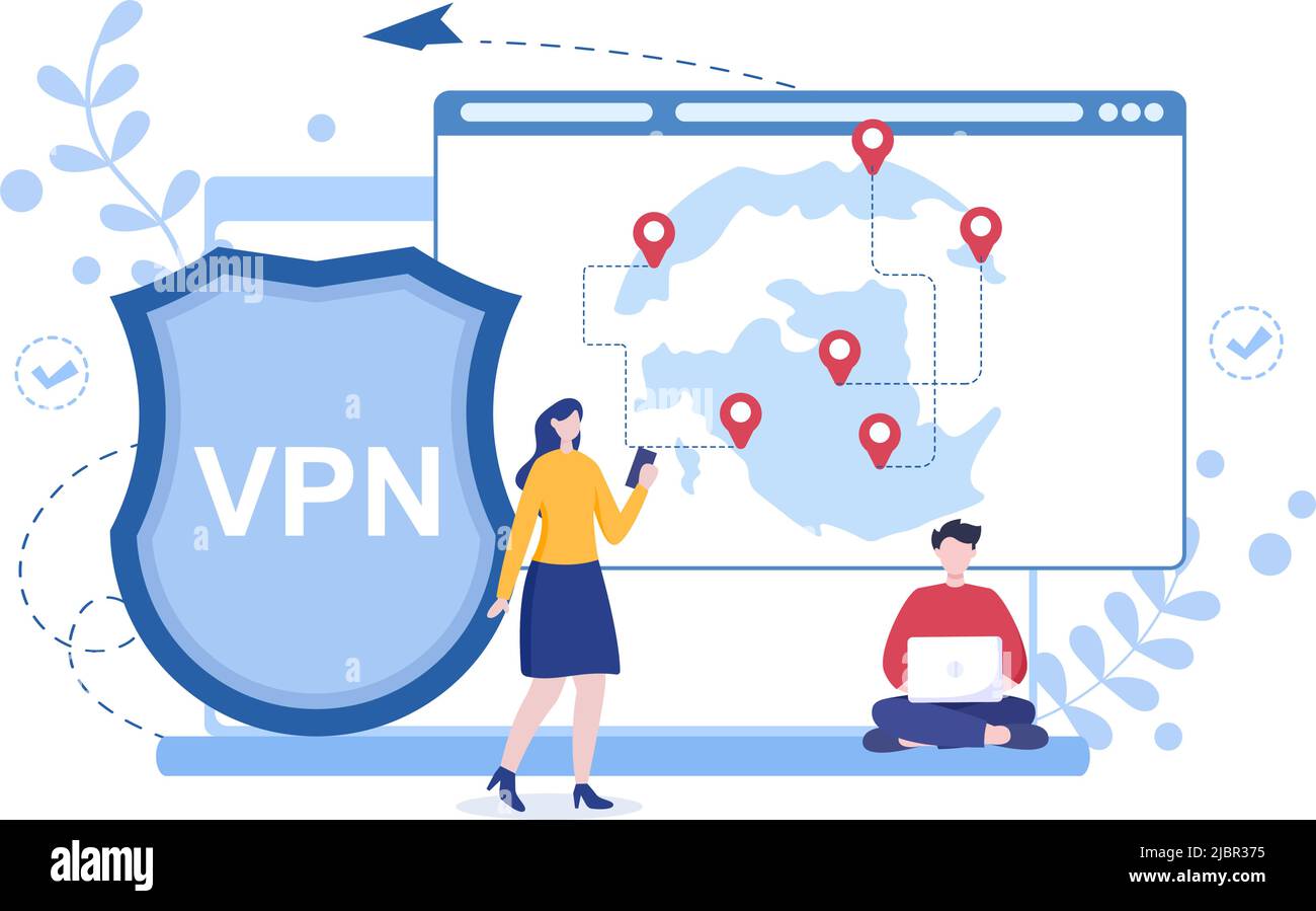 VPN or Virtual Private Network Service Cartoon Vector Illustration to ... VPN or Virtual Private Network Service Cartoon Vector Illustration to ...