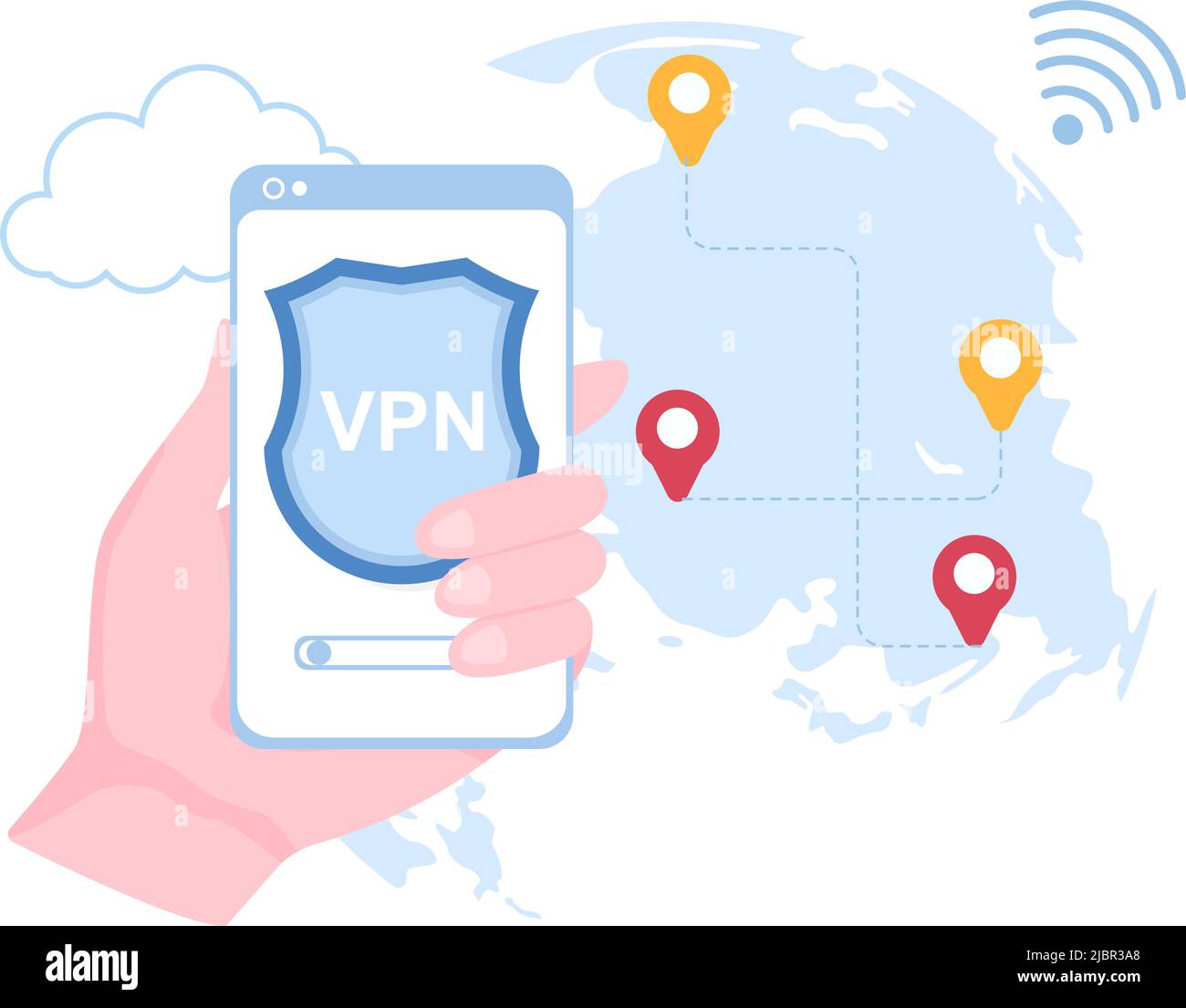 VPN or Virtual Private Network Service Cartoon Vector Illustration to ...