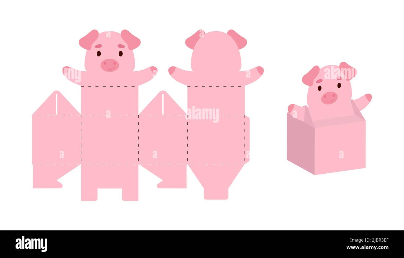 Simple packaging favor box pig design for sweets, candies, small ...