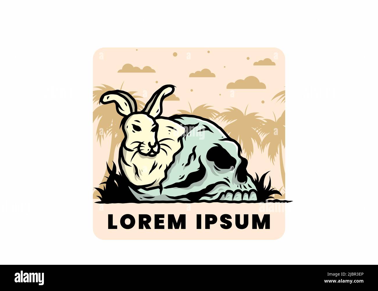 Rabbit hiding inside human skull illustration design Stock Vector Image ...