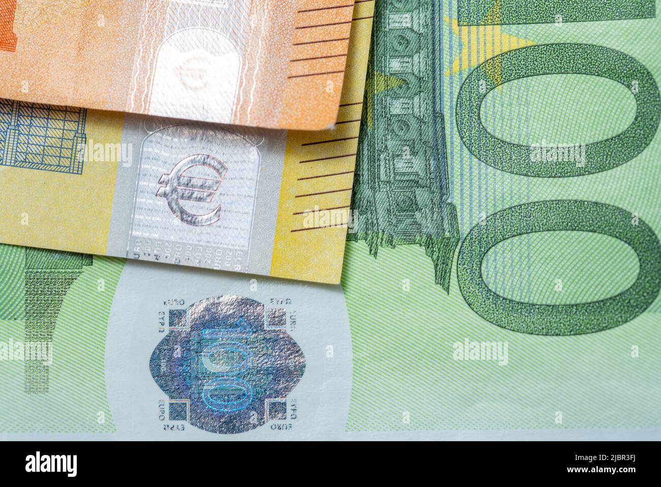 Colorful Euro Banknote, Orange fifty Euro, Yellow 200 Euro and green ...