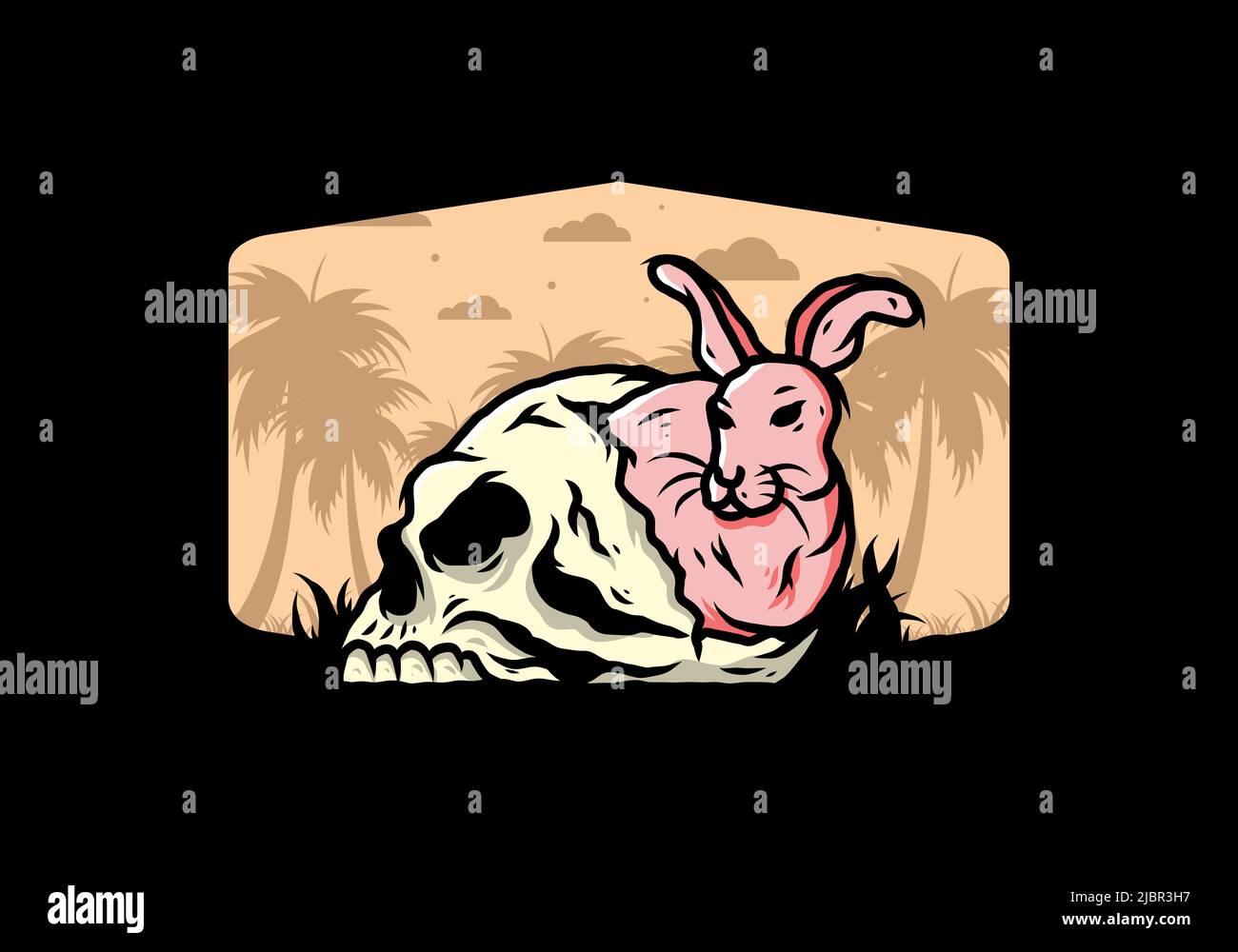 Rabbit hiding inside human skull illustration design Stock Vector Image ...
