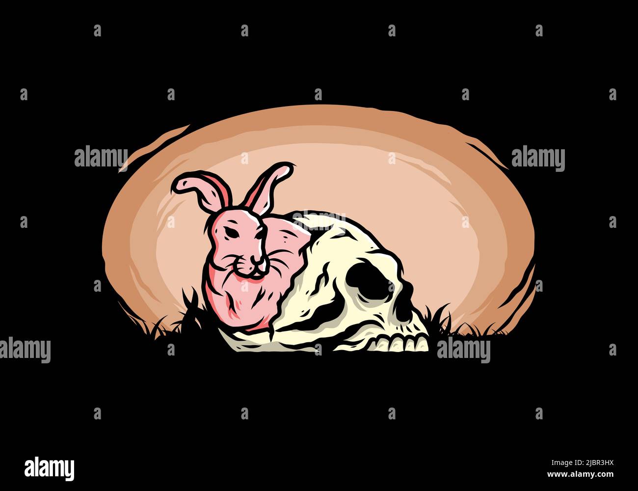 Rabbit hiding inside human skull illustration design Stock Vector Image ...