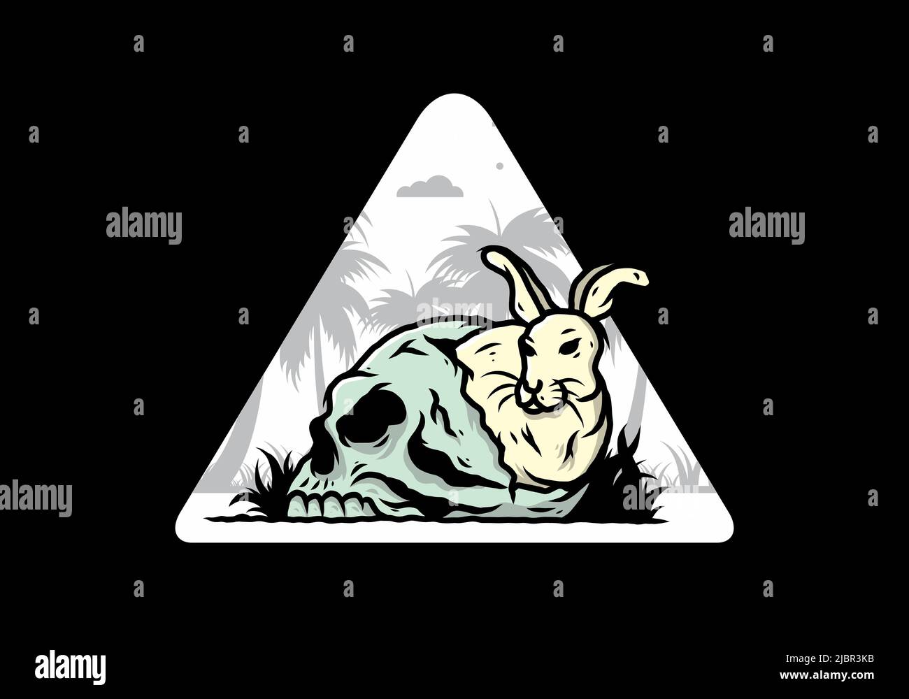 illustration design of rabbit hiding inside human skull Stock Vector ...