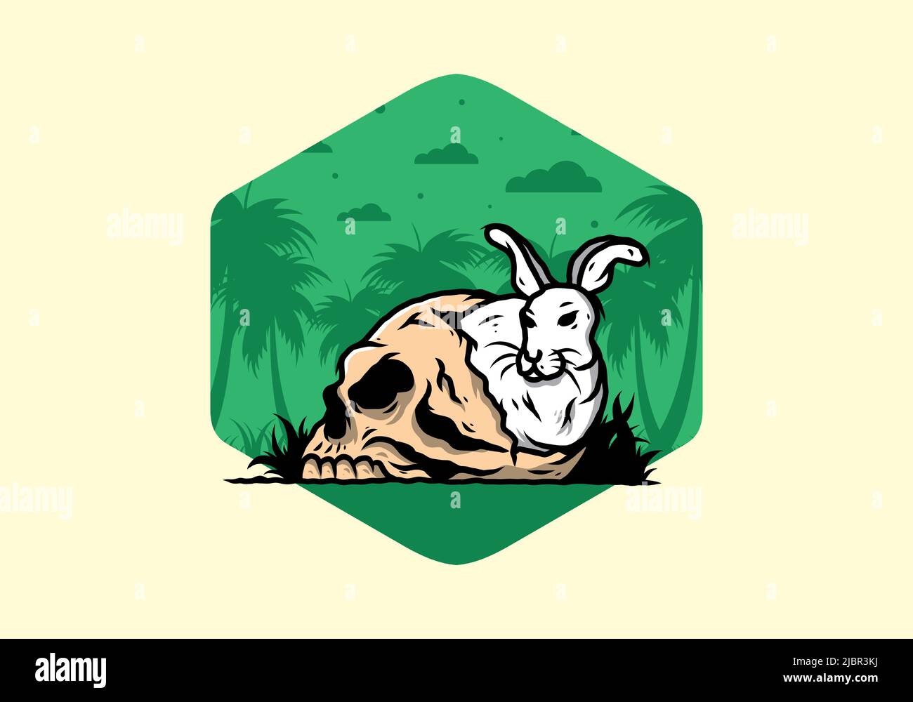 Rabbit hiding inside human skull illustration design Stock Vector Image ...