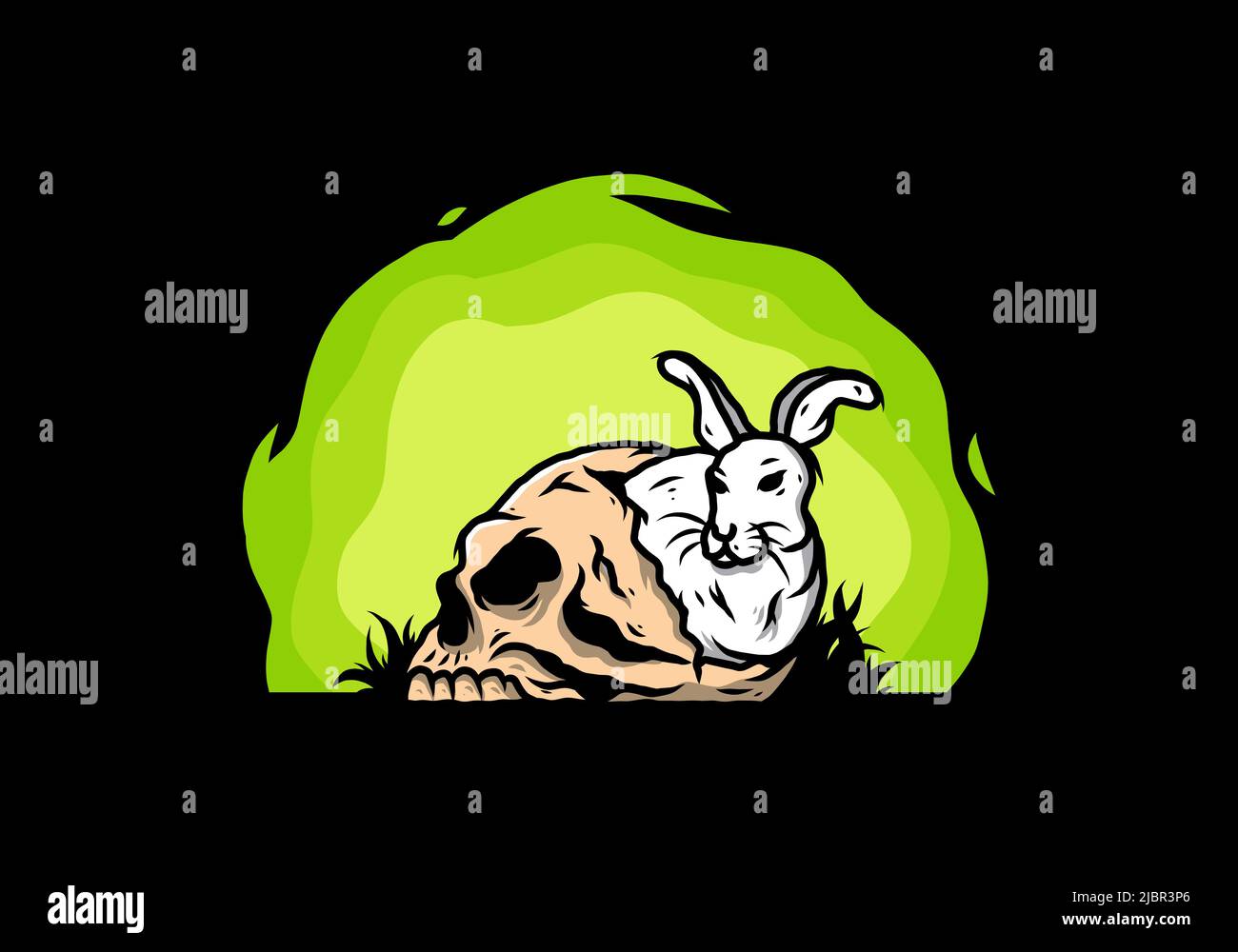 illustration design of rabbit hiding inside human skull Stock Vector ...