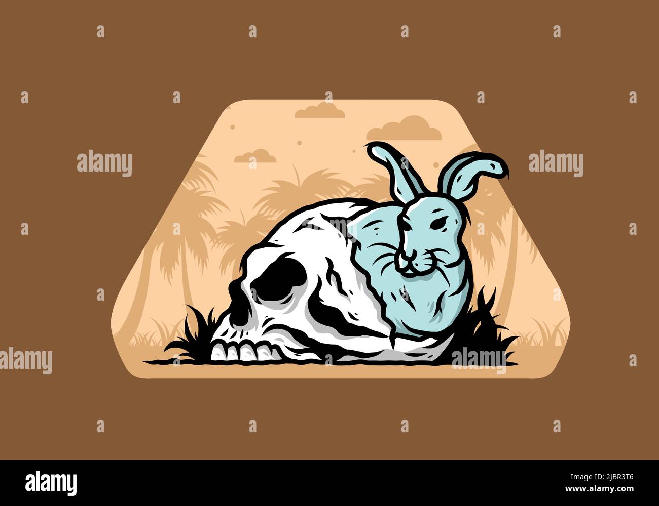 illustration design of rabbit hiding inside human skull Stock Vector ...