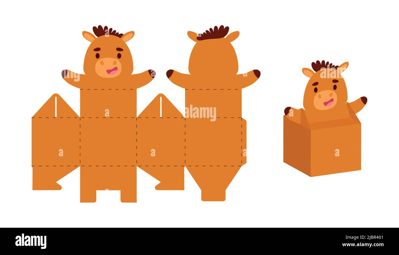 Simple packaging favor box horse design for sweets, candies, small ...