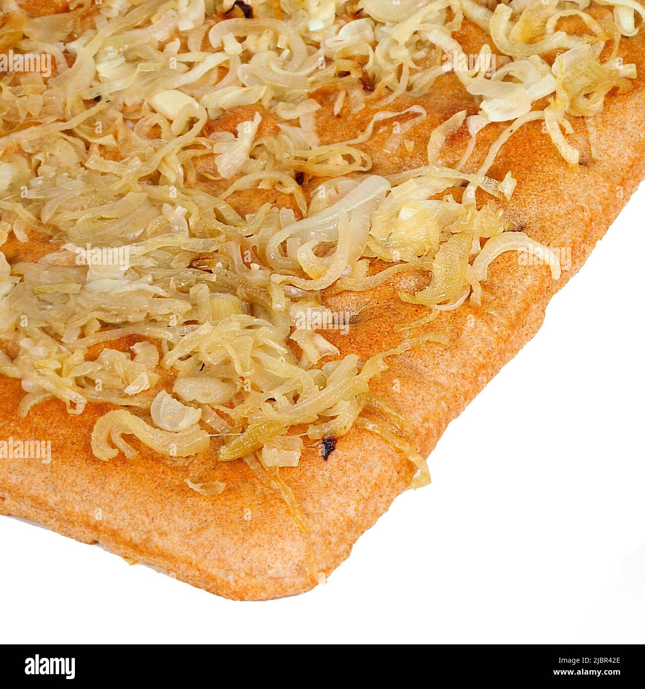 Onion Italian flat bread organic wholewheat focaccia - white background ...