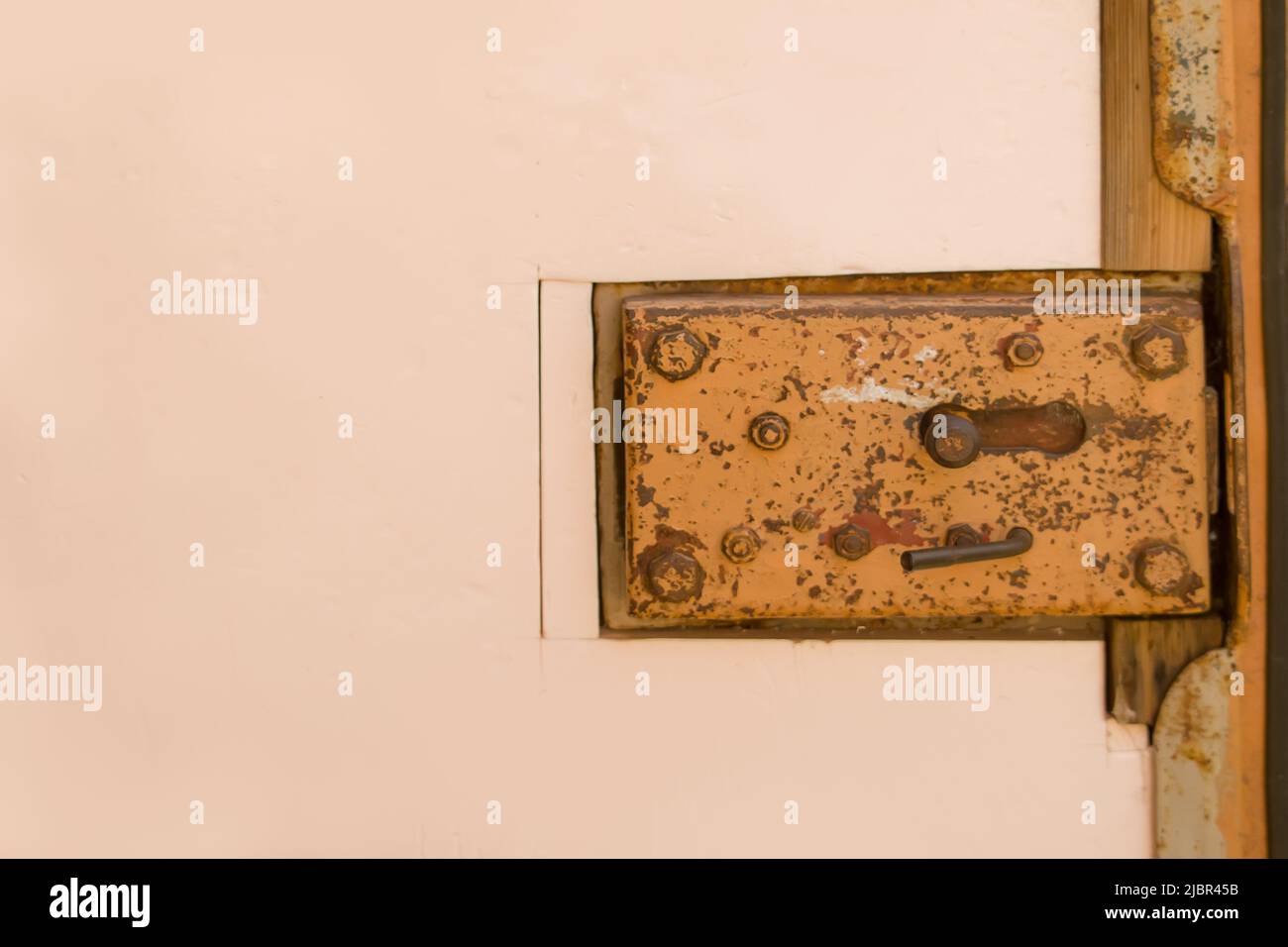 lock on the door of an old farmhouse . true village style Stock Photo ...