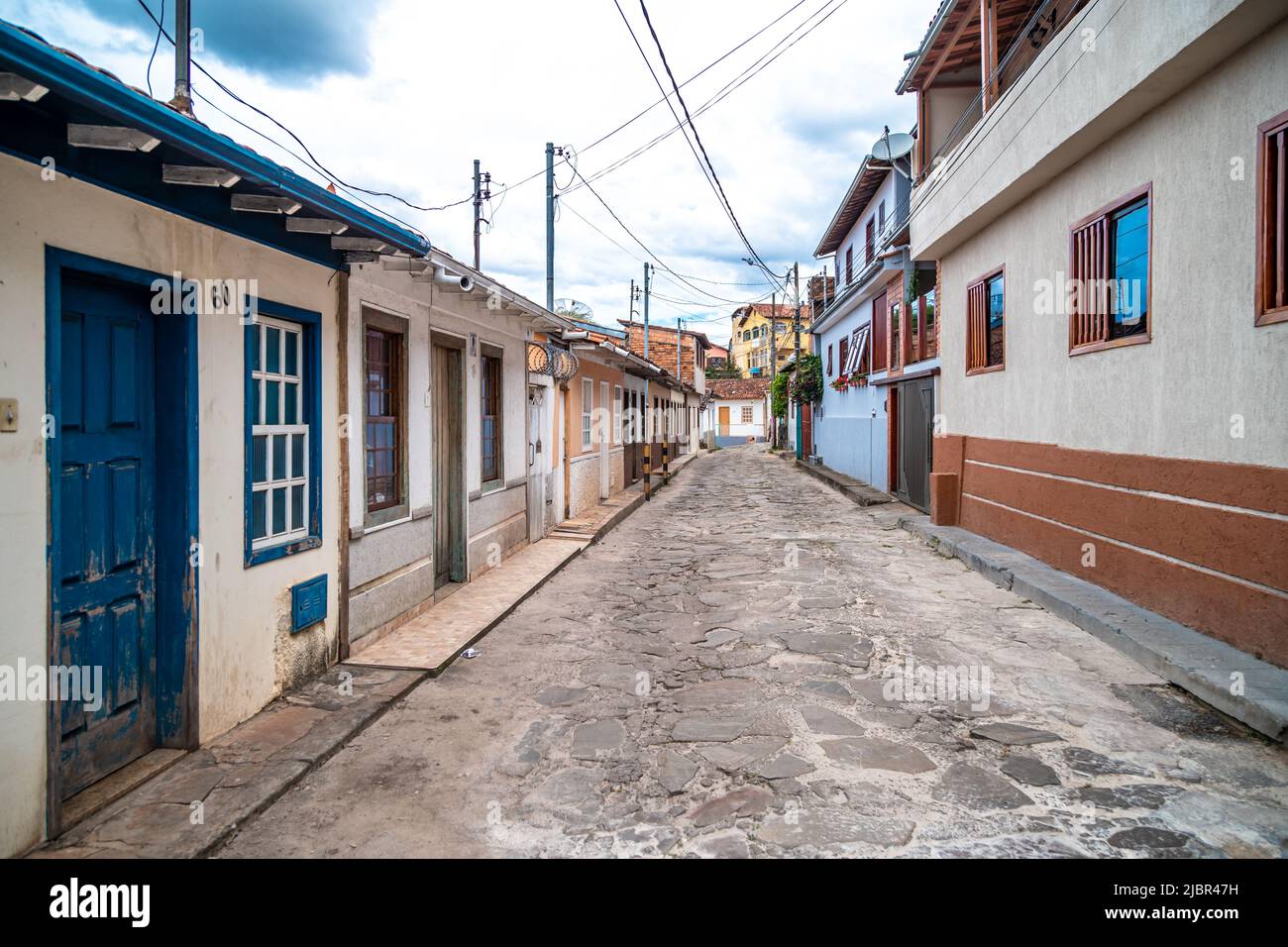 Colorful houses on the street of Diamantina in Brazil in South America ...