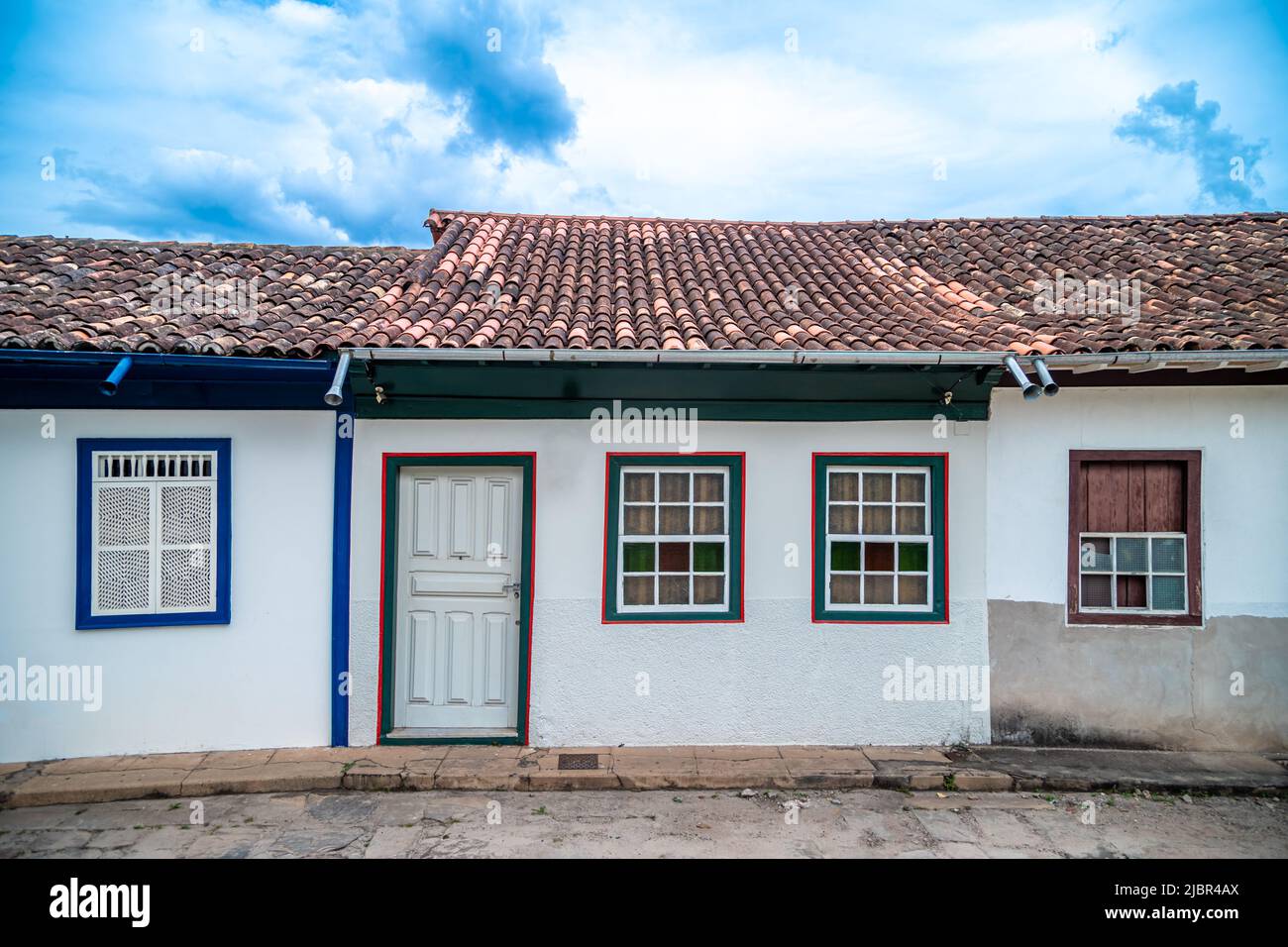 Colorful houses on the street of Diamantina in Brazil in South America ...