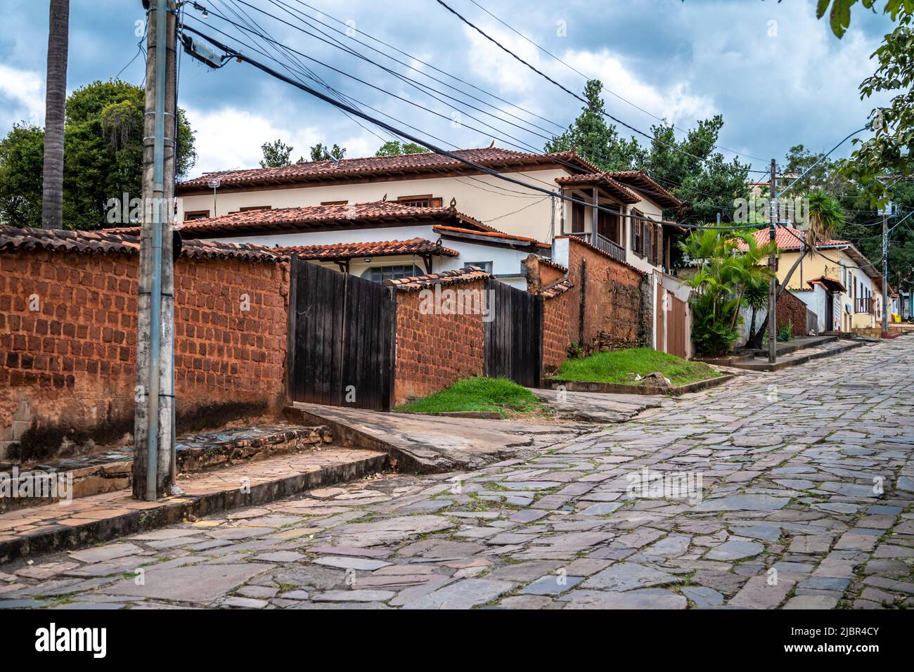 Colorful houses on the street of Diamantina in Brazil in South America ...