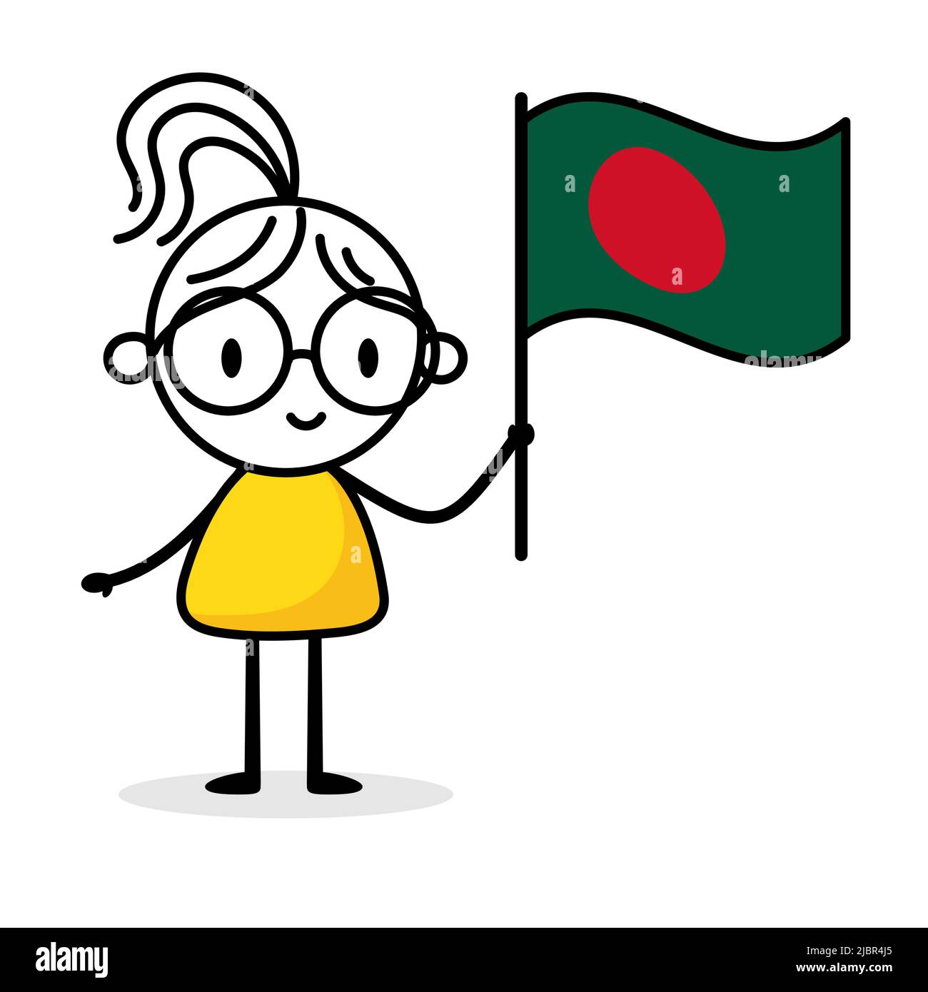 Woman holding flag of Bangladesh isolated on white background. Hand ...