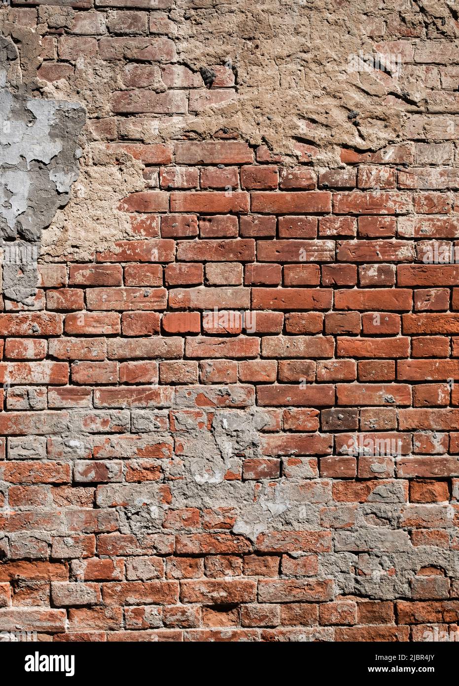 Background of old red aged abstract brick wall rundown Stock Photo - Alamy