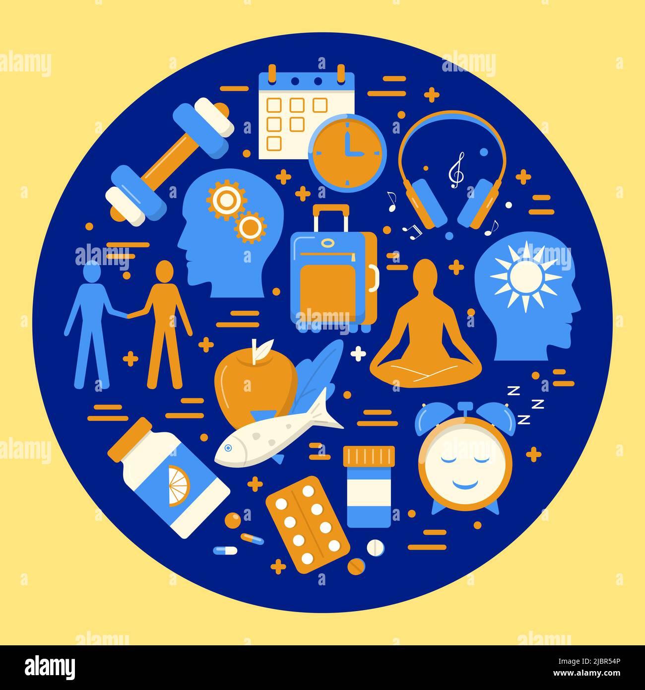 Depression treatment round concept in flat style. Vector banner or ...