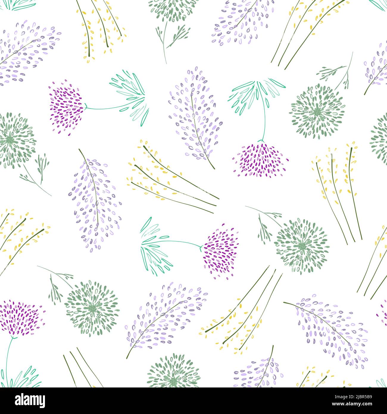 Seamless flower pattern. Flat botanical ornament with minimalist ...