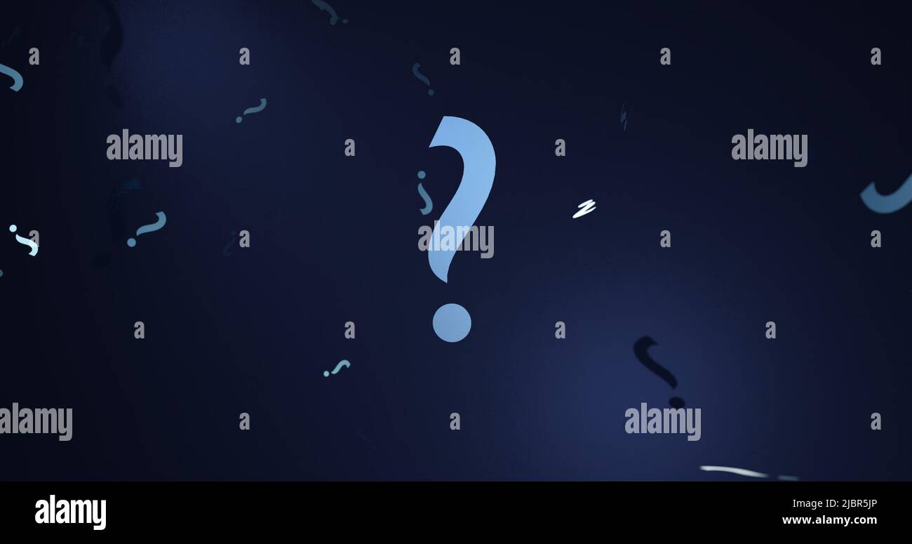 Falling question marks. Interrogation signs on dark blue background ...