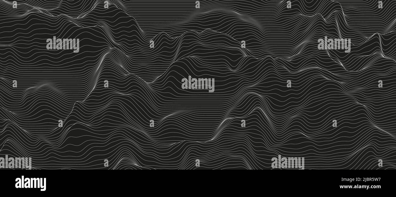 Monochrome sound line waves abstract background . Distorted line shapes ...