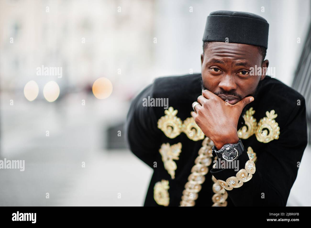 Mega stylish african man in traditional jacket pose. Fashionable black ...