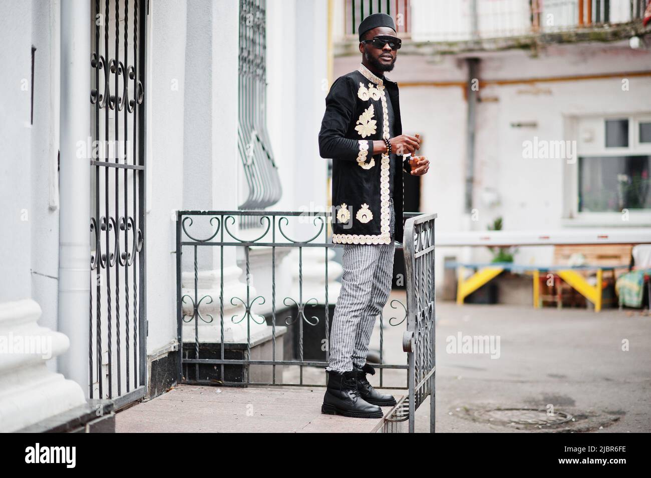 Mega stylish african man in traditional jacket pose. Fashionable black ...