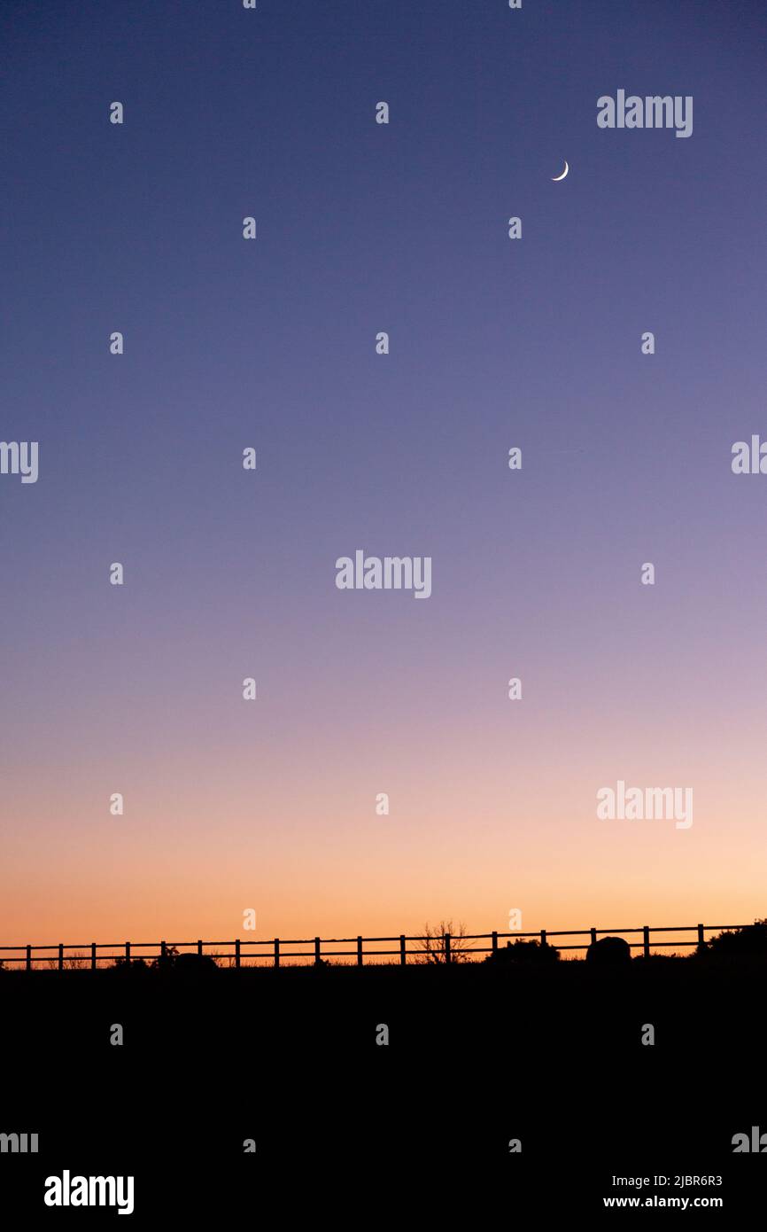 Sunset over High Bickington, North Devon, England, United Kingdom Stock ...