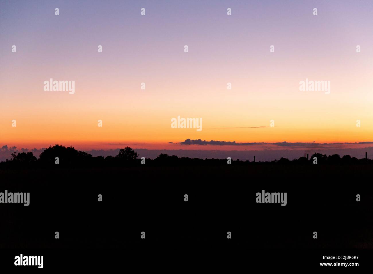 Sunset over High Bickington, North Devon, England, United Kingdom Stock ...