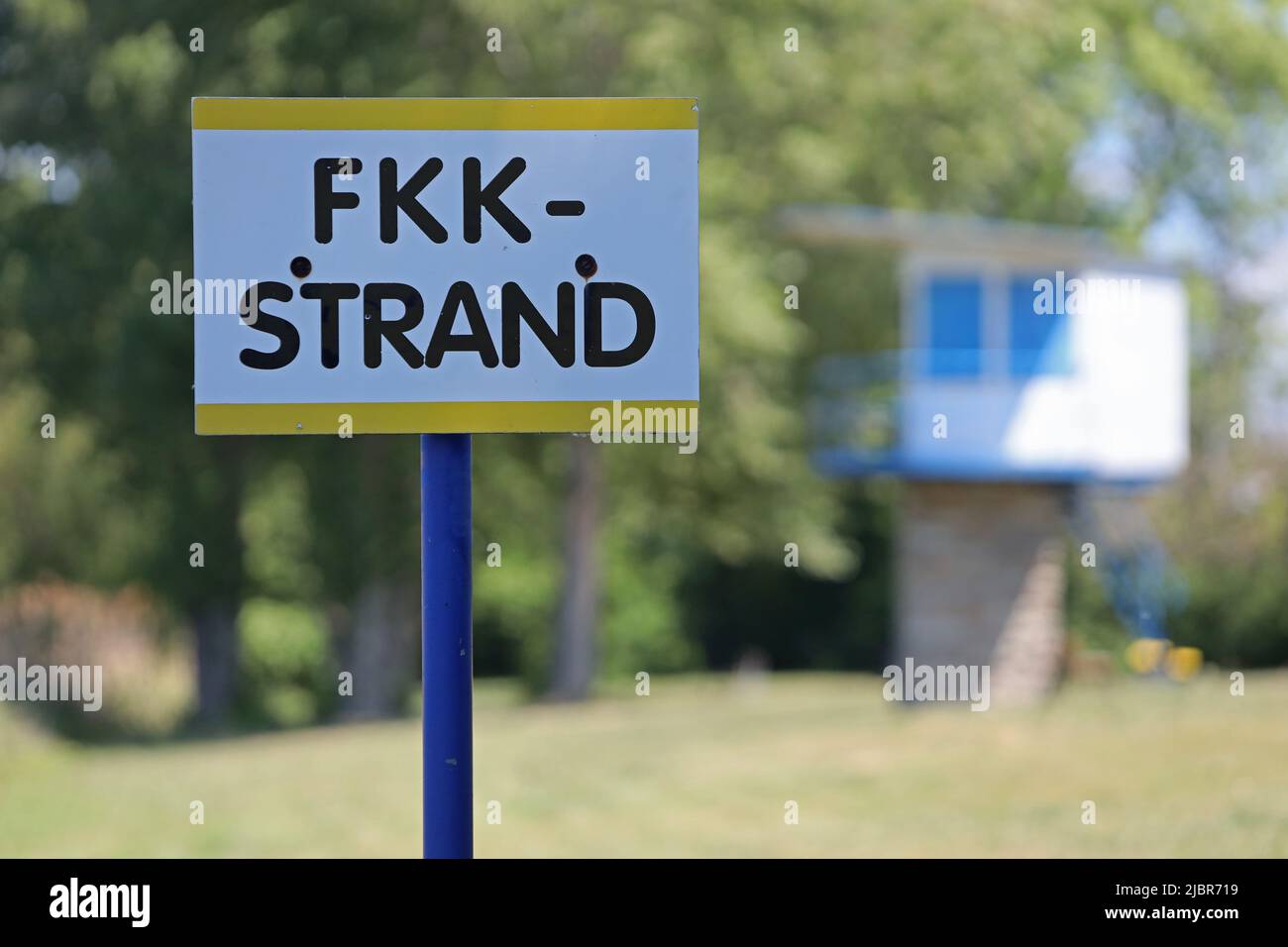 Halberstadt, Germany. 02nd June, 2022. A sign with the lettering "FKK ...